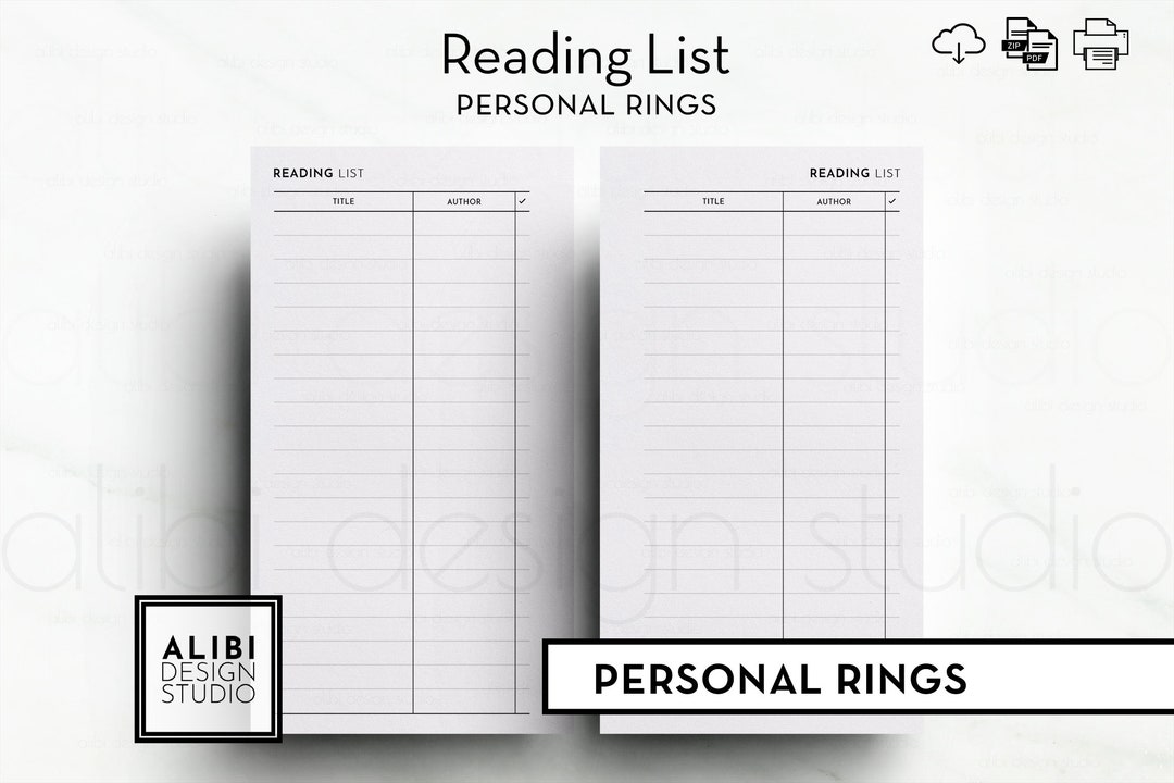 Personal, Reading List, Book Tracker Personal Printable Planner Inserts ...