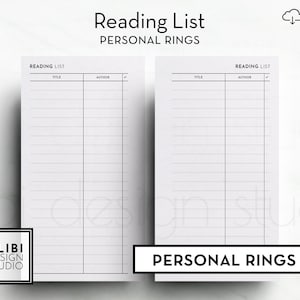 Personal, Reading List, Book Tracker Personal Printable Planner Inserts ...