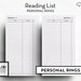 Personal Reading List Book Tracker Personal Printable | Etsy