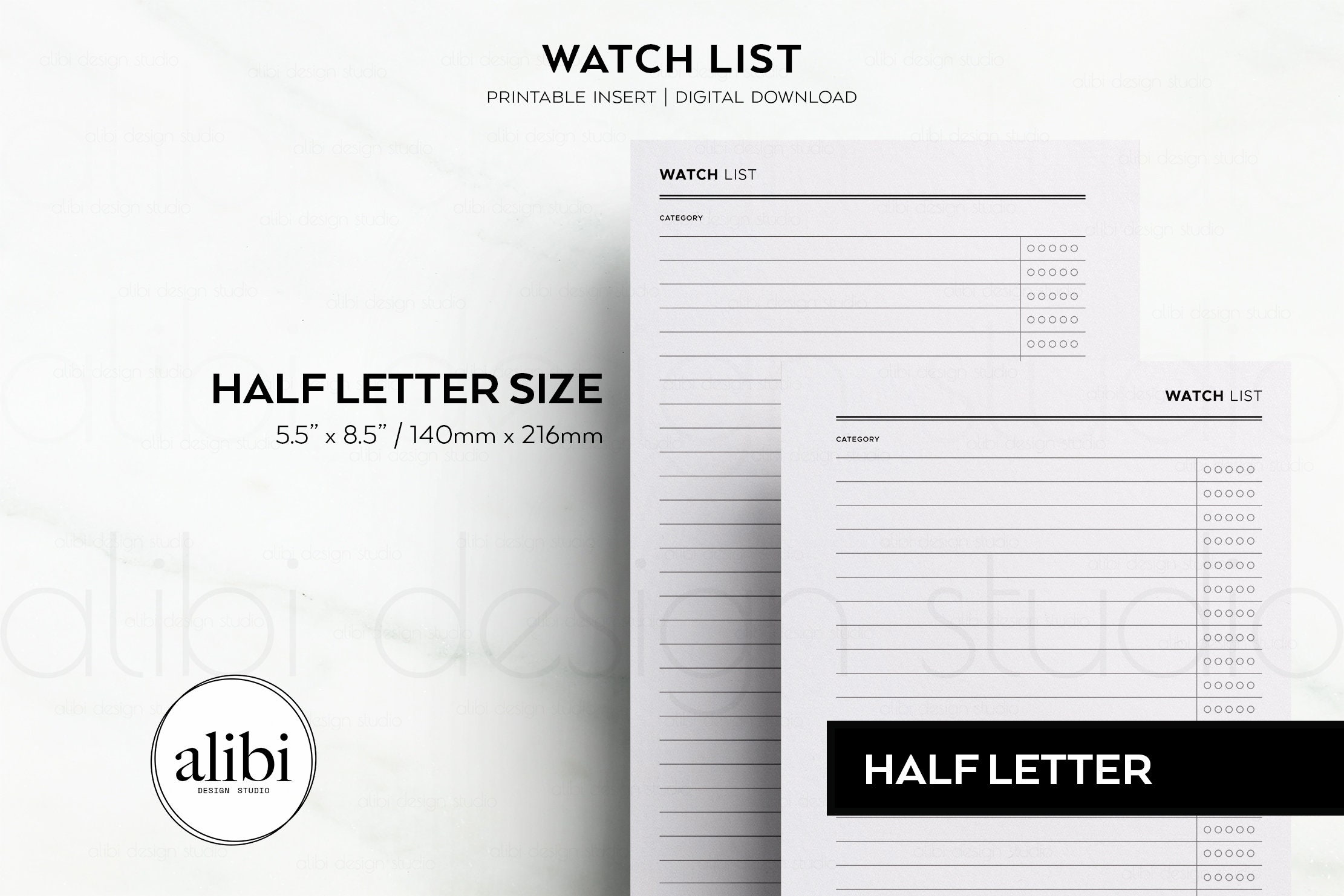 Half Letter Watch List Movie List Tv Series Tracker Tv Show - Etsy