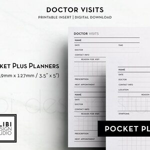 Pocket Plus Doctor Visits Pocket Inserts Medical Appointment Tracker ...