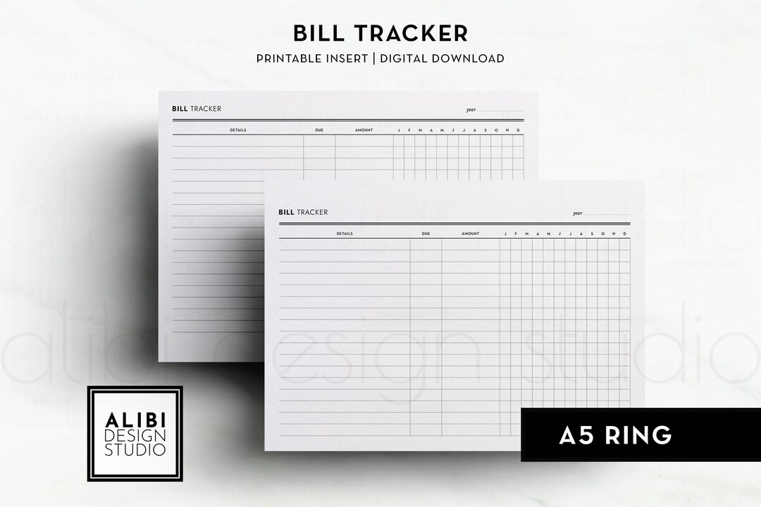 A5 Bill Tracker Monthly Planner Financial Planner Yearly Overview A5 ...