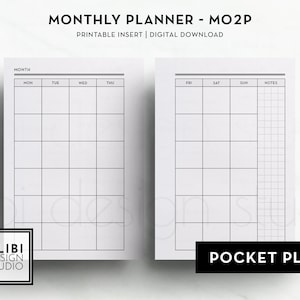 Pocket Plus Monthly Planner Undated Calendar Pocket XL Printable ...