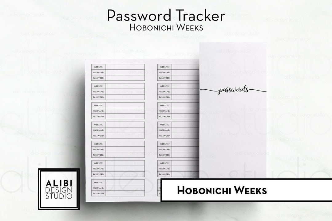 Hobonichi Weeks Password Tracker Password Keeper Password List Password ...