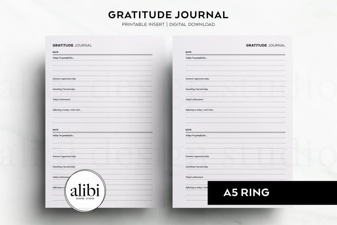A5 Printable Gratitude Journal Daily Reflection Self Care Planner ...