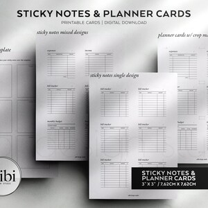 Finance Printable Sticky Notes, Printable Planner Cards - 12 Designs ...