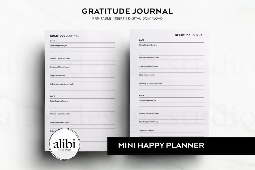 HP MINI Printable Gratitude Journal Daily Reflection Self Care Planner ...
