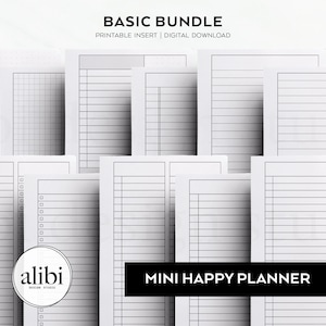 HP MINI Essential Printable Inserts MINI Happy Planner Printable Basic ...