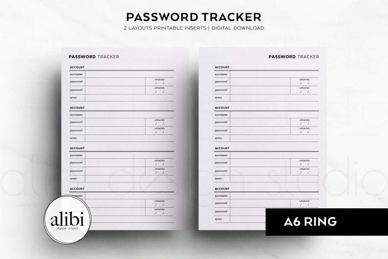 A6 Password Tracker Password Manager Emergency Planner - Etsy