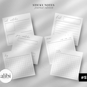 Printable Sticky Notes Planner Cards Journaling List Ink Swatches Pen ...