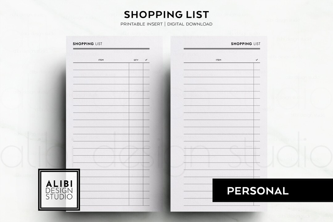 Personal Shopping List Grocery List Personal Printable Planner Inserts ...