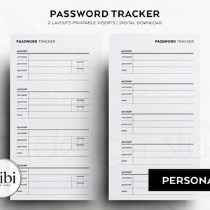 Personal Password Tracker Password Manager Emergency Planner Password ...