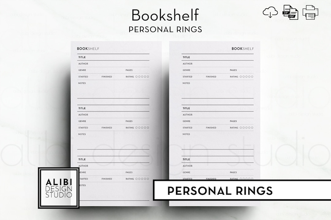 Personal, Bookshelf, Book List Personal Printable Planner Inserts ...