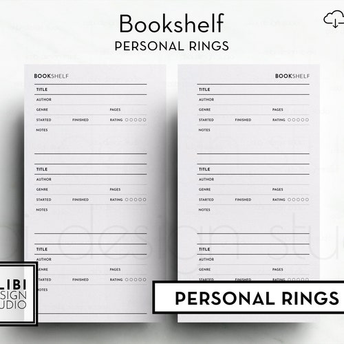 Personal Bookshelf Book List Personal Printable Planner - Etsy