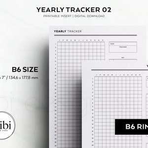 B6 Rings Year Tracker Habit Tracker Yearly Overview Mood Tracker Period Tracker B6 Printable ...