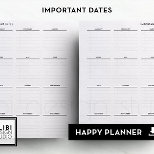 Happy Planner Important Dates Yearly Overview HP Classic - Etsy