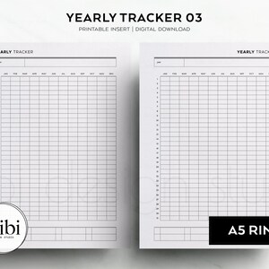 A5 Year Tracker Habit Tracker Yearly Overview Mood Tracker Period ...
