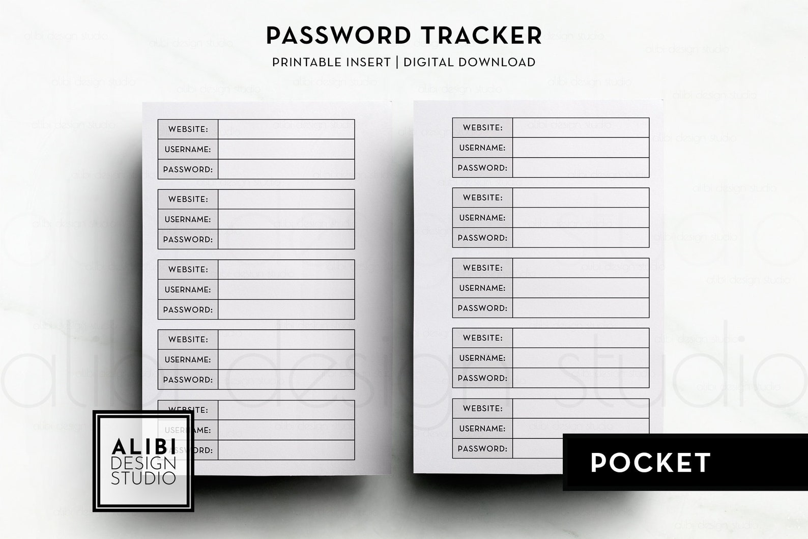 Pocket Password Planner Password Tracker Pocket Printable | Etsy