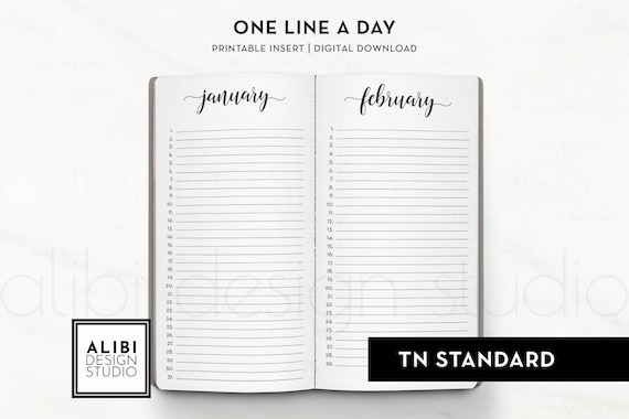 Standard TN One Line a Day Important Dates Perpetual Calendar - Etsy