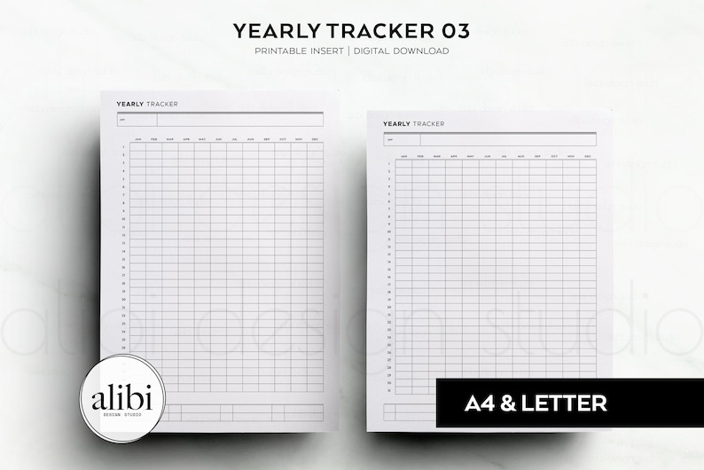 A4 and US Letter Size Year Tracker Habit Tracker Yearly - Etsy