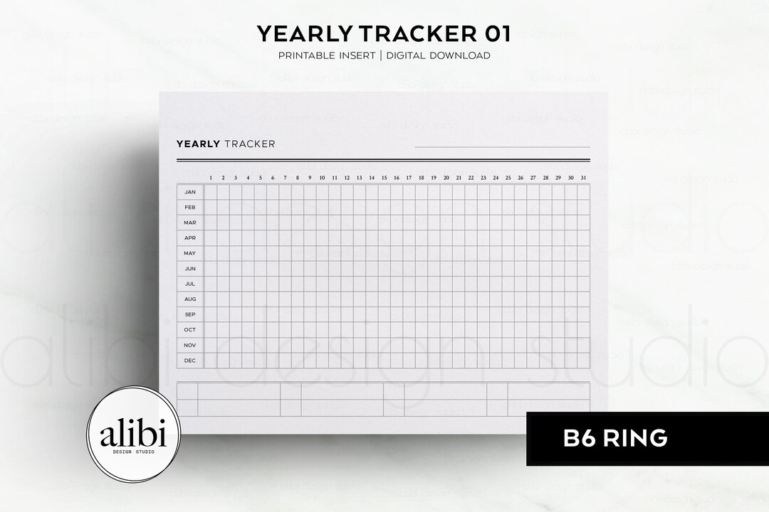 B6 Rings Year Tracker Habit Tracker Yearly Overview Mood Tracker Period Tracker B6 Printable ...