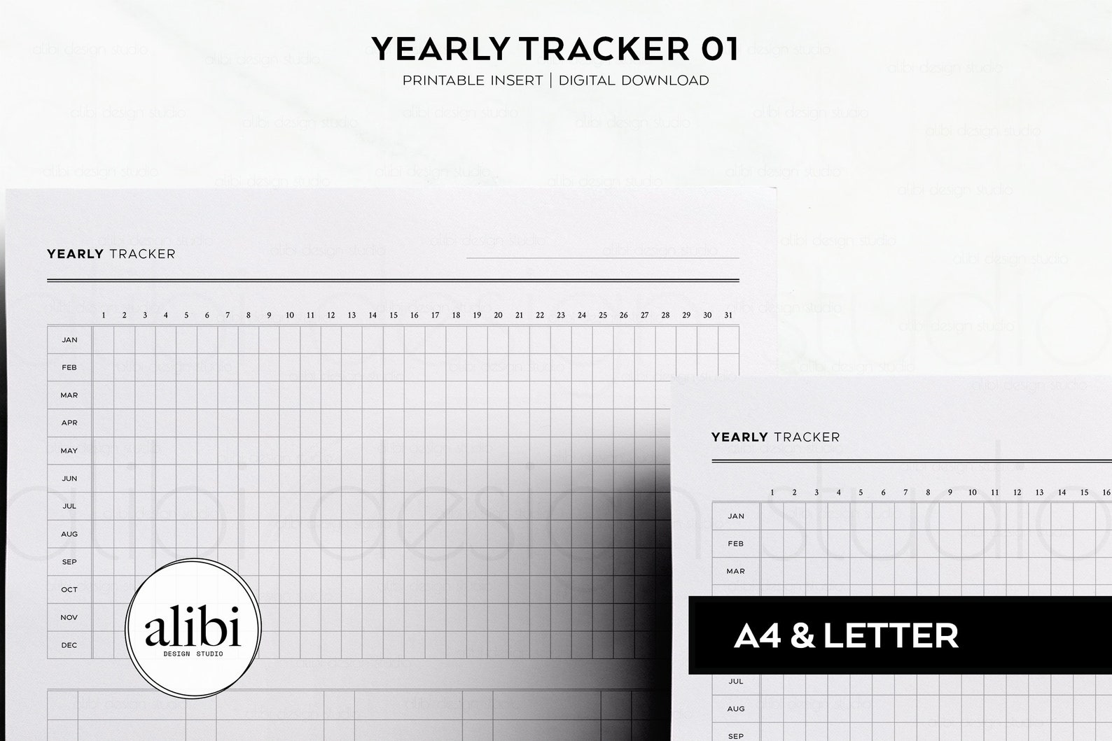 A4 US Letter Habit Tracker Year Tracker Yearly Overview Mood Tracker ...