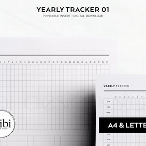 A4 US Letter Habit Tracker Year Tracker Yearly Overview Mood Tracker ...
