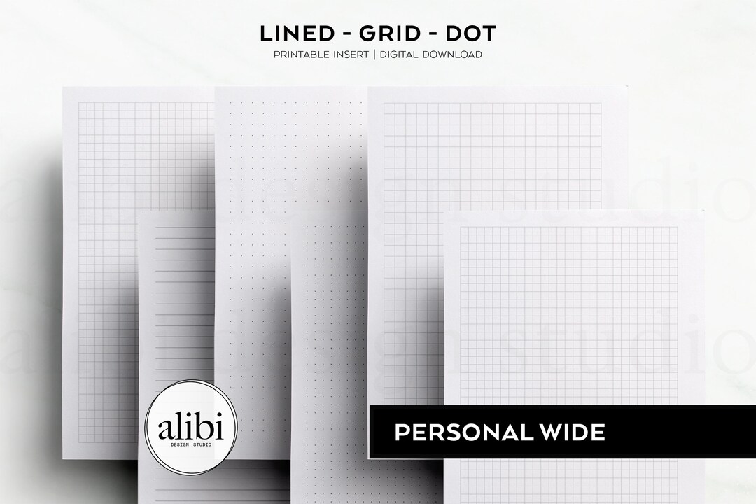 Personal WIDE Grid Paper Dot Grid Lined Paper Printables PW Printable ...