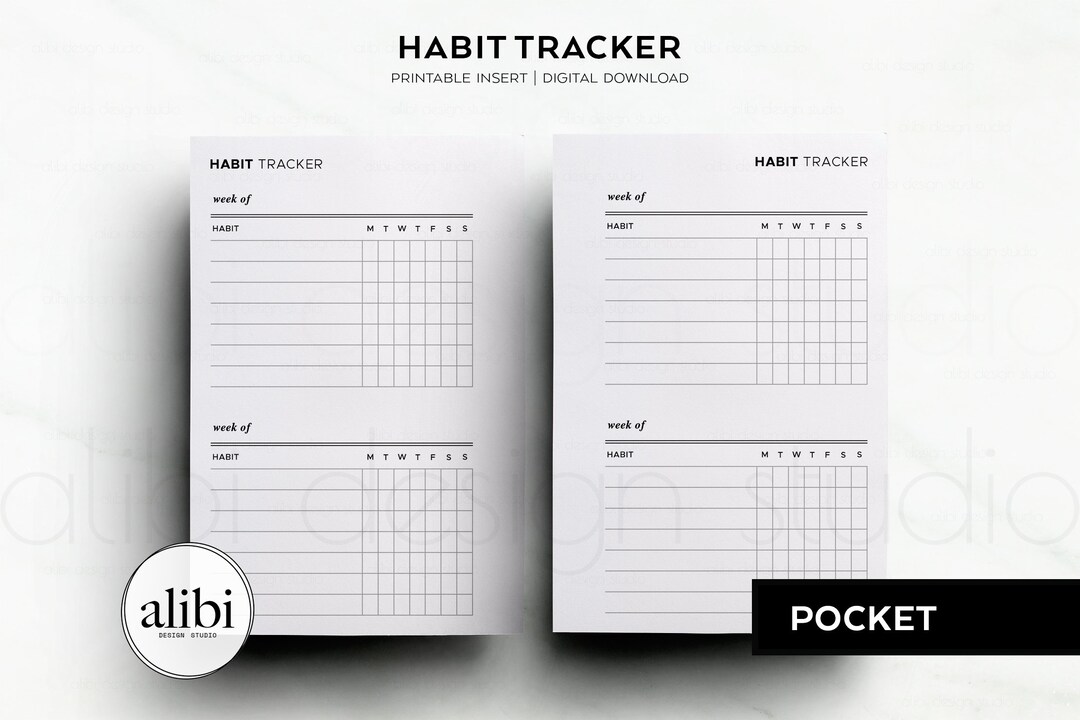 Pocket Habit Tracker Weekly Planner Routine Tracker Pocket Printable ...