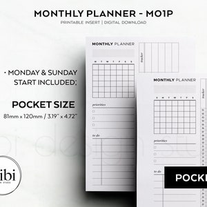 Pocket Month at a Glance Habit Tracker Monthly Planner Mo1p Month on ...