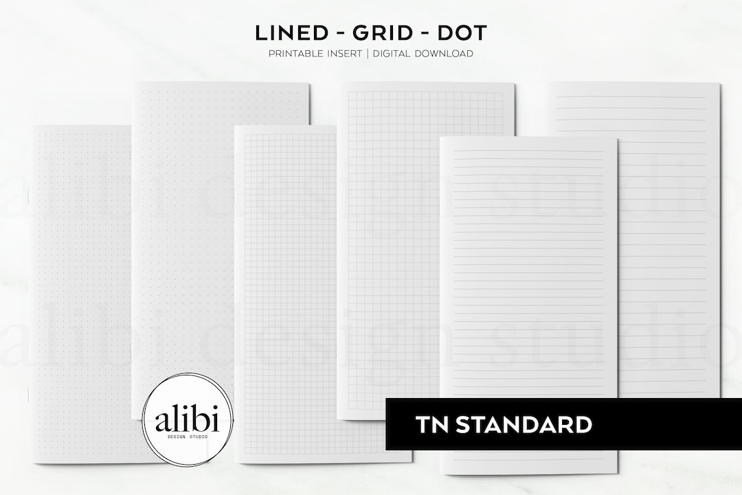 Standard TN Grid Paper Dot Grid Lined Paper Printables Travelers ...