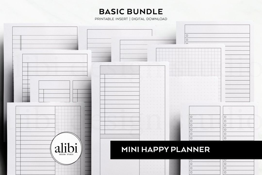 HP MINI Essential Printable Inserts MINI Happy Planner Printable Basic ...