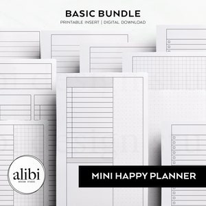 HP MINI Essential Printable Inserts MINI Happy Planner Printable Basic ...