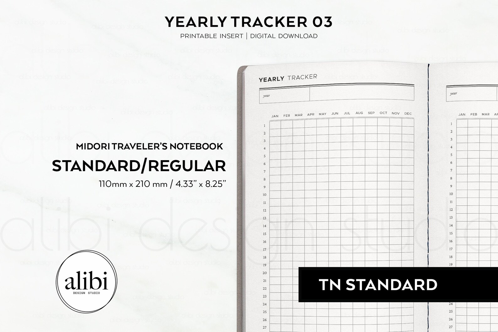 Standard TN Year Tracker Habit Tracker Yearly Overview Mood Tracker ...