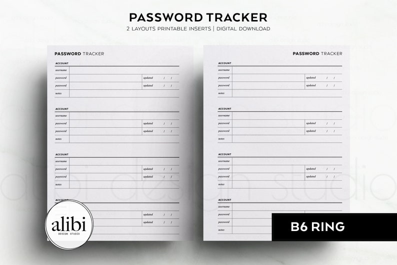 B6 Rings Password Tracker Password Manager Emergency Planner - Etsy