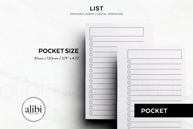 Pocket List Insert - to Do List Shopping List Grocery List Pocket ...