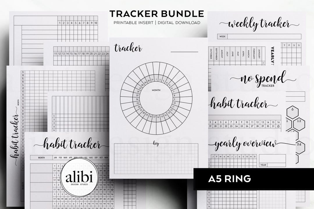 A5 Tracker Bundle Habit Tracker A5 Printable Planner Inserts Mood ...
