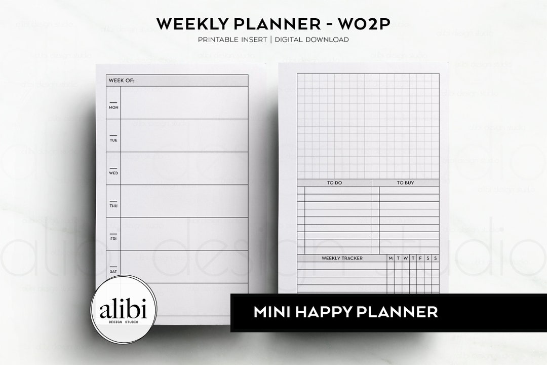 HP MINI Weekly Planner Week on 2 Page Mini Happy Planner Printable ...