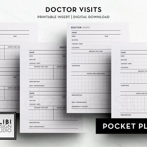 Pocket Plus Doctor Visits Pocket Inserts Medical Appointment Tracker ...