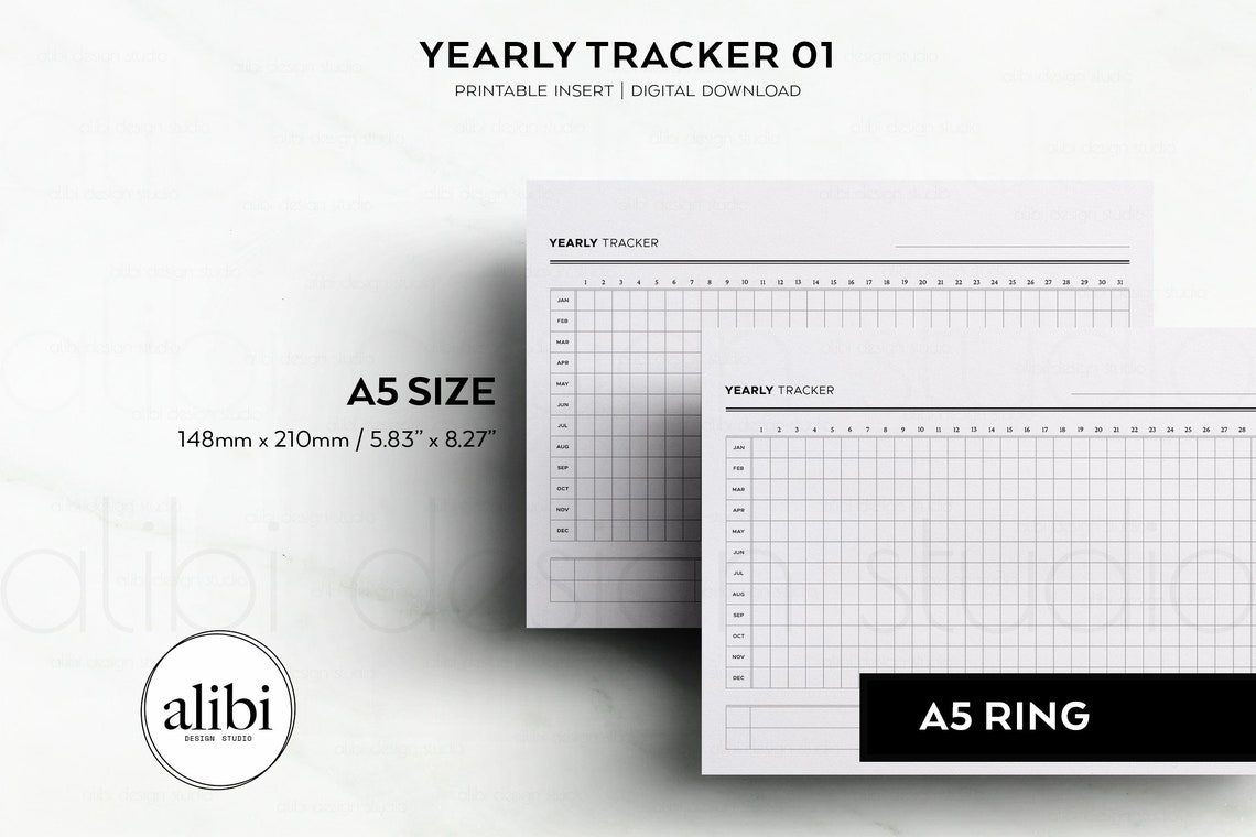 A5 Year Tracker Habit Tracker Yearly Overview Mood Tracker - Etsy