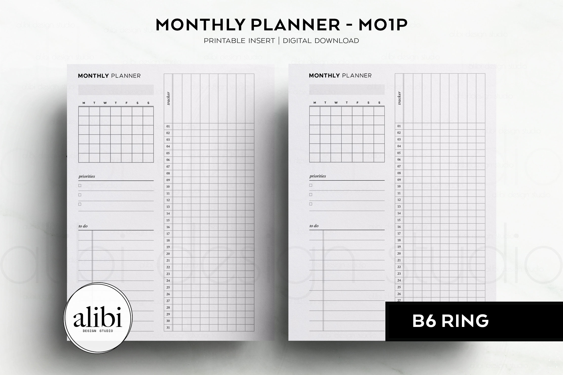 B6 Rings Month at a Glance Habit Tracker Monthly Planner Mo1p - Etsy