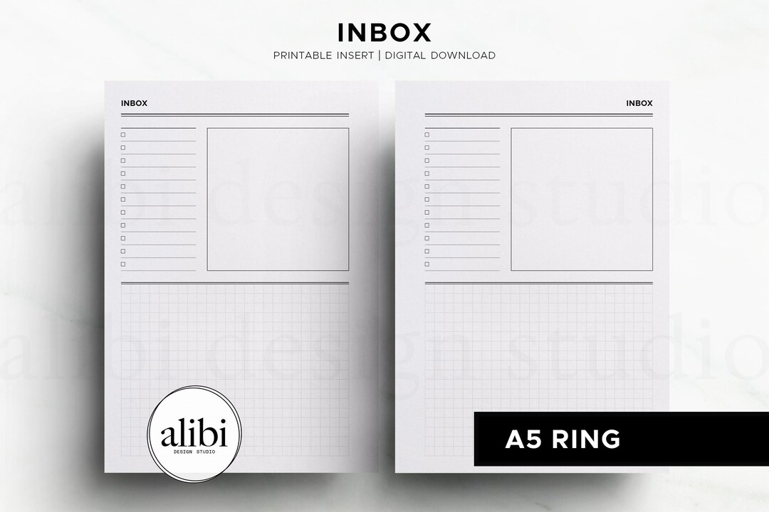 A5 Inbox Printable Planner Insert | Task List Sticky Note Square Grid ...