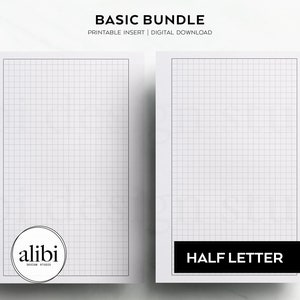 Half Letter Basic Printable Planner Inserts Bundle - Grid Paper Dot ...