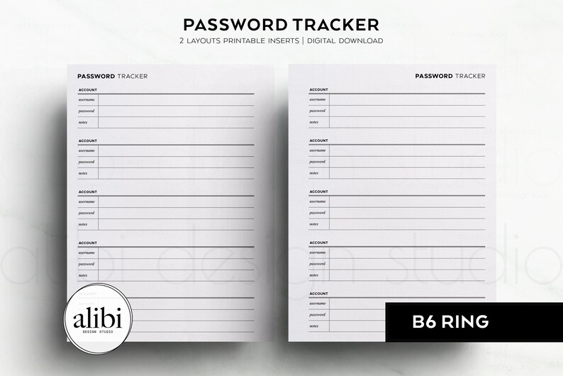 B6 Rings Password Tracker Password Manager Emergency Planner - Etsy