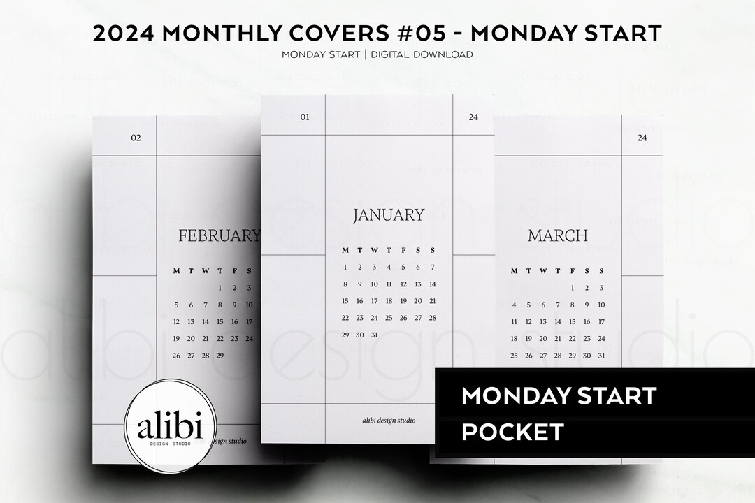Pocket 2024 2024 Monthly Cover Printable Planner Dashboard - Etsy