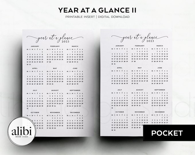 Pocket 2023 Year at a Glance Dashboard 2023 Calendar Yearly Planner ...