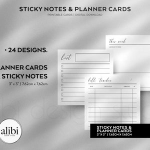 Printable Sticky Notes, Printable Planner Cards - 24 Designs ...