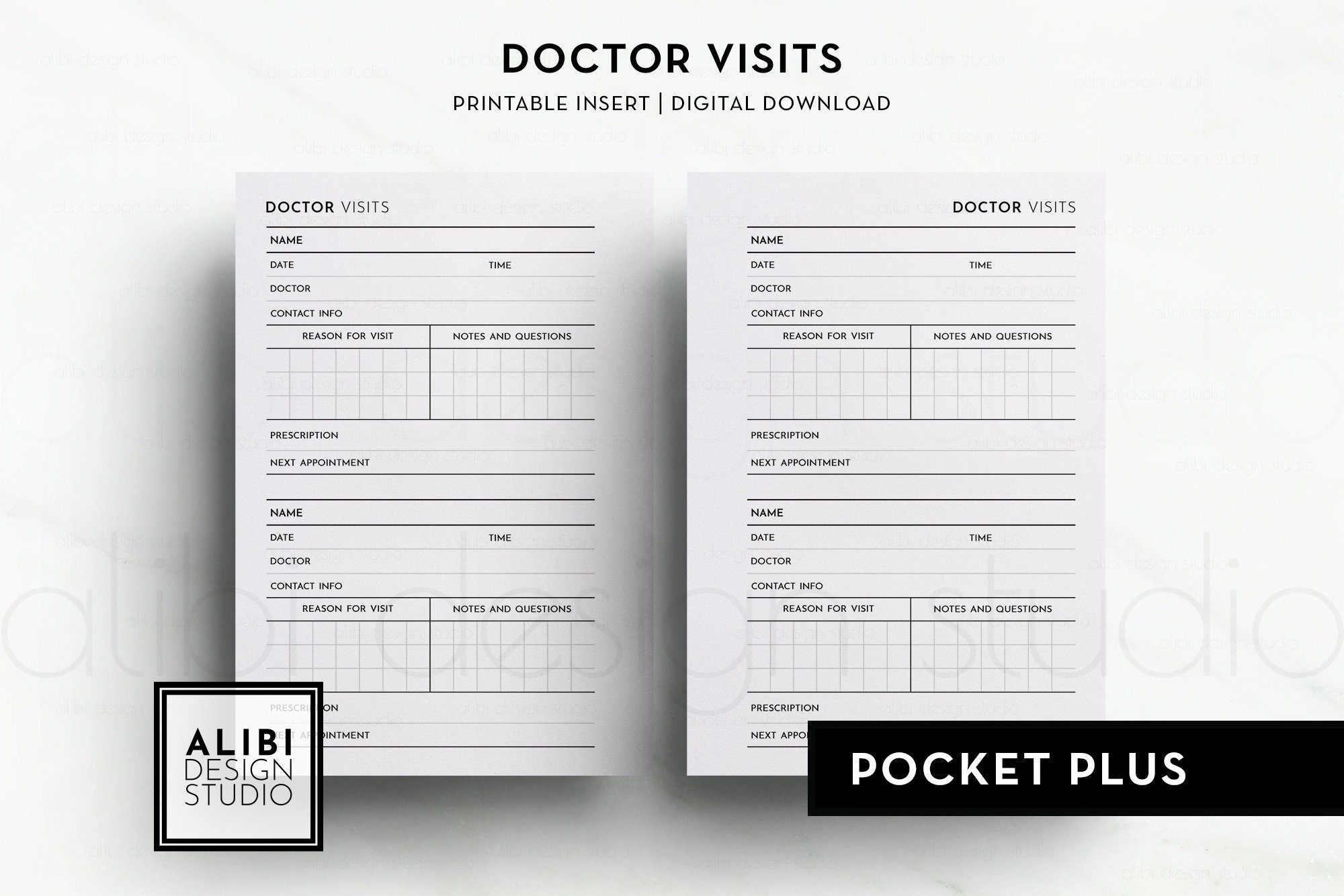 Pocket Plus Doctor Visits Pocket Inserts Medical Appointment Tracker ...