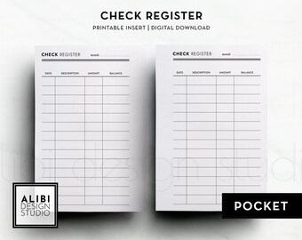PRINTED Checkbook Register Inserts Check Book Tracker Bank - Etsy