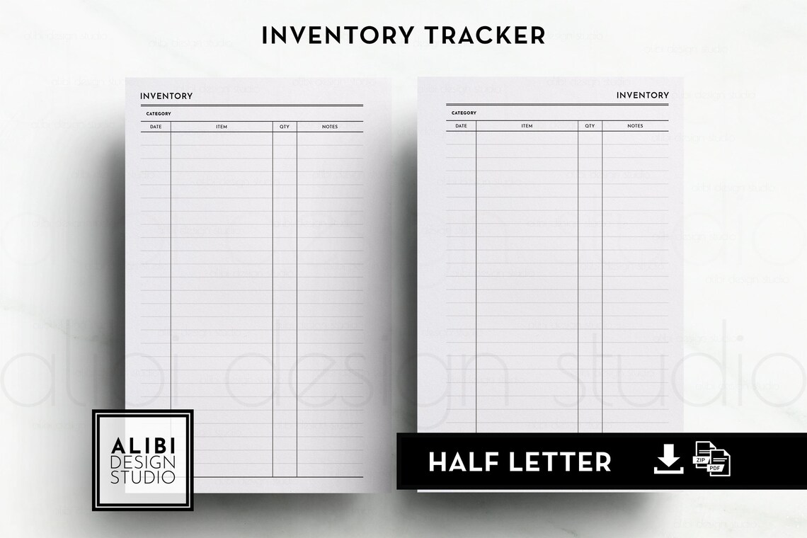 Half Letter Inventory Tracker Inventory List Half Size | Etsy